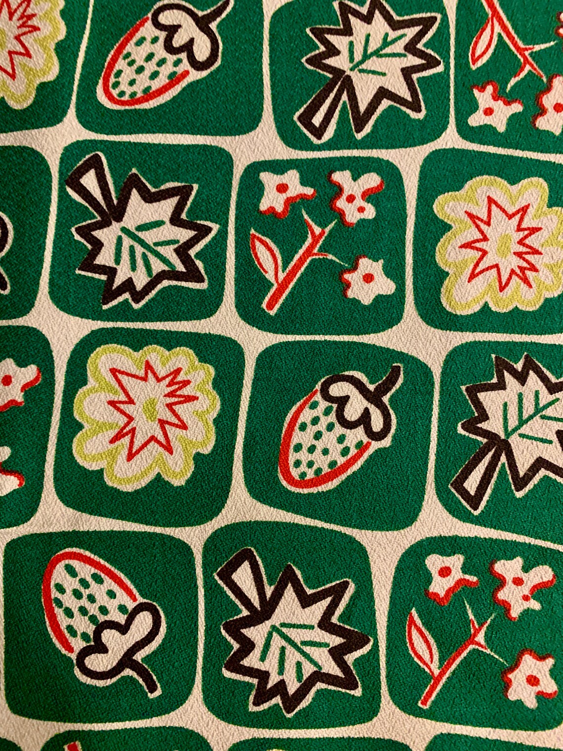 Vintage 1950s Wacky Botanical Barkcloth Fabric/ Cotton | Etsy