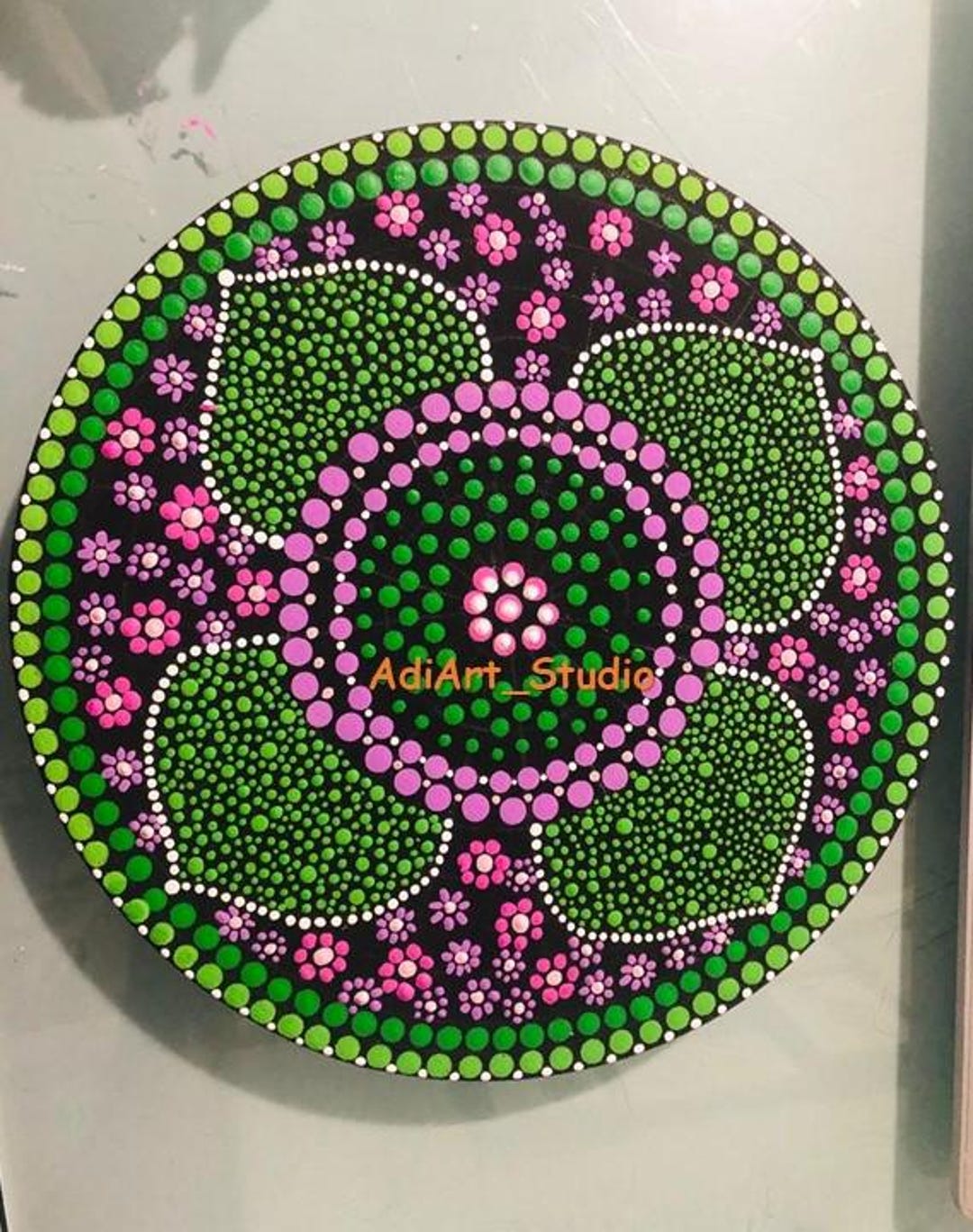 Dot Art Flower I Mandala Flower Pattern I Dot Art Design Canvas I Round ...