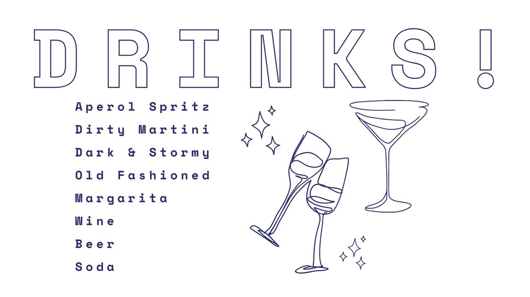 16x9 DIY Chic Fun Drinks Menu- Customizable! Canva Template Link - Etsy