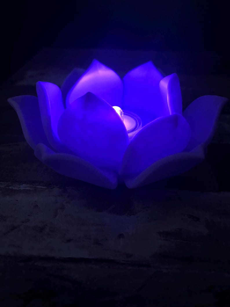 Glow in the Dark Blue Lotus Tealight Candle Holder: Boho Home Accent - Etsy