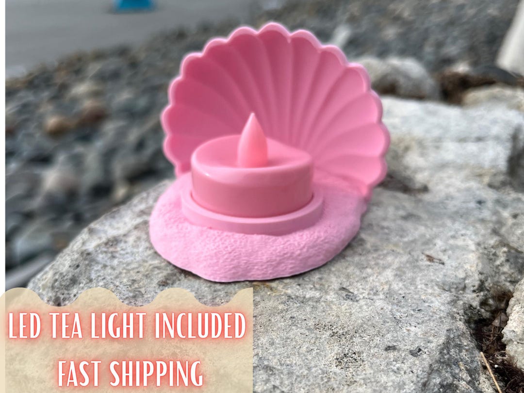 Beach House Decor Seashell Tealight Holder LED Included Ocean Nursery ...