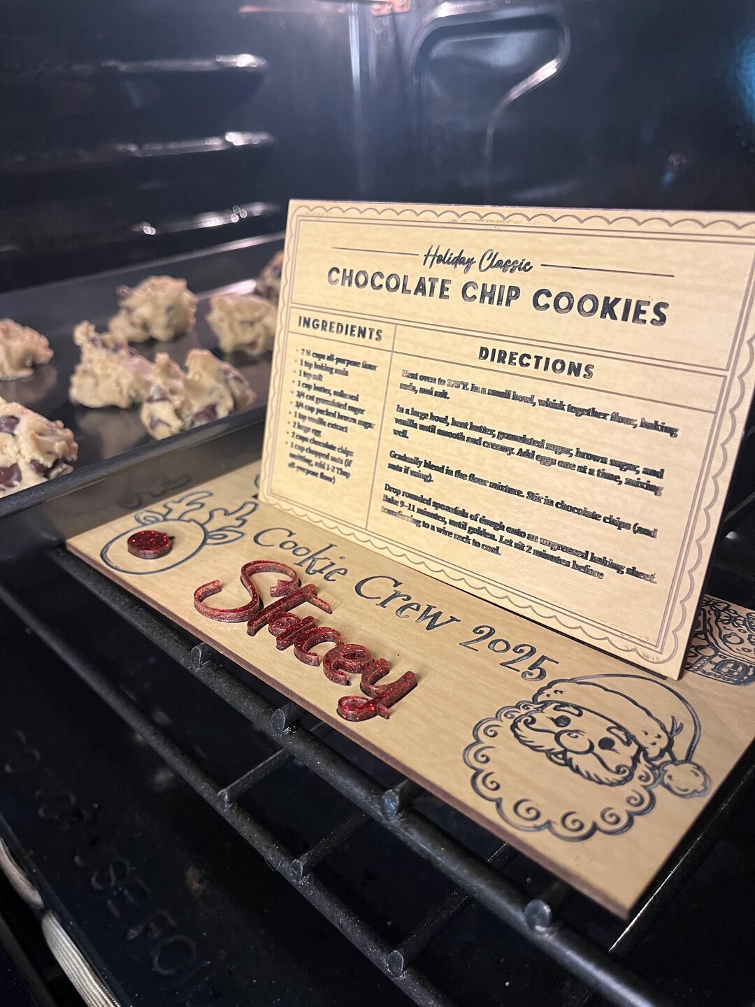 Engraved Birch Wood Recipe Card and Stand: Personalized Christmas ...