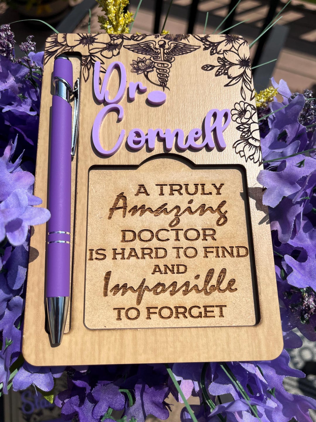Personalized Doctor Gift: Caduceus Sticky Note & Pen Holder - Medical ...