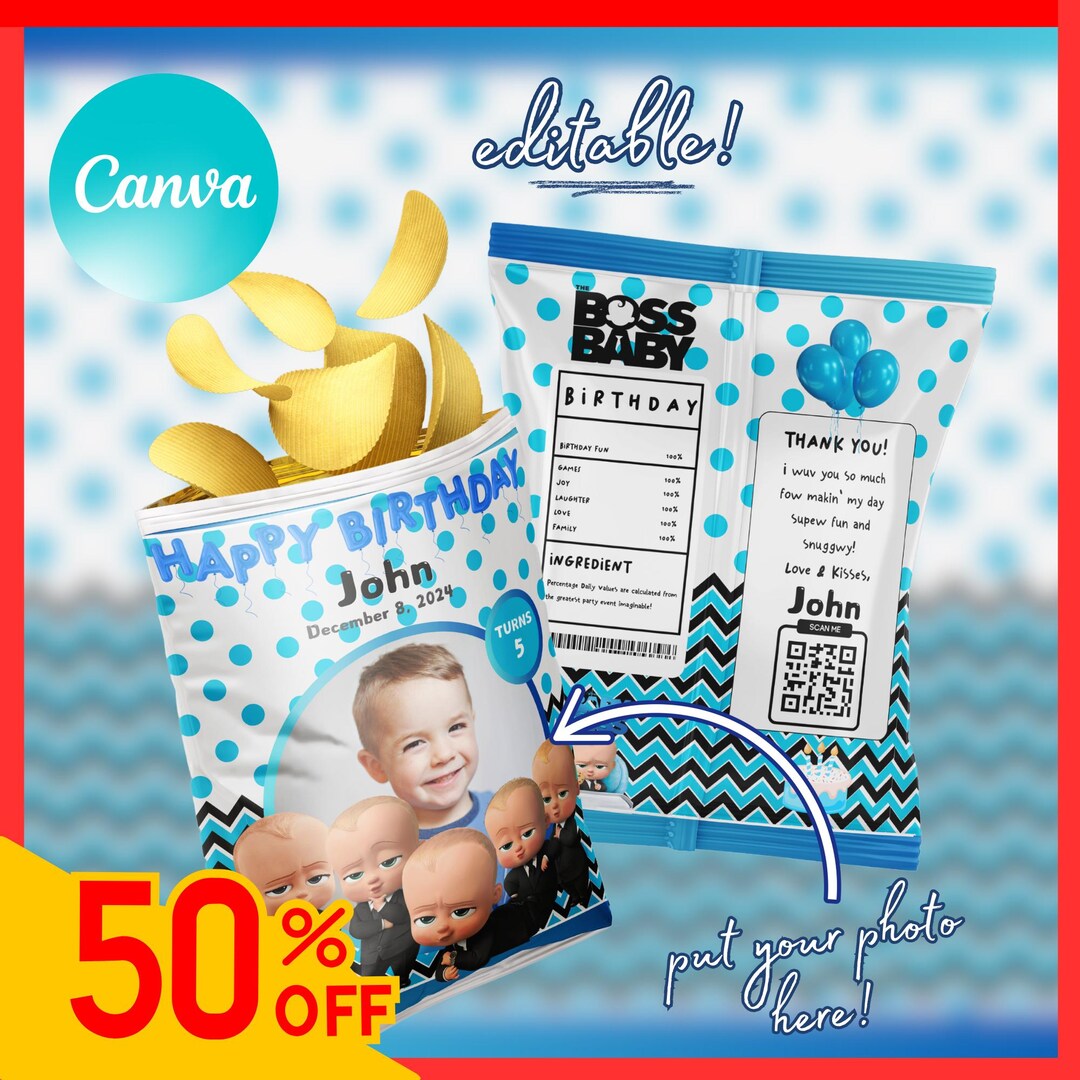 Boss baby, boss baby boy, american boy, bolsa de papas fritas blue chip ...