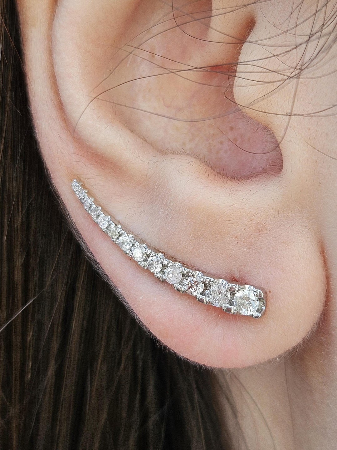 Sparkling Pink Diamond Ear Climbers - Stylish & Versatile - Etsy