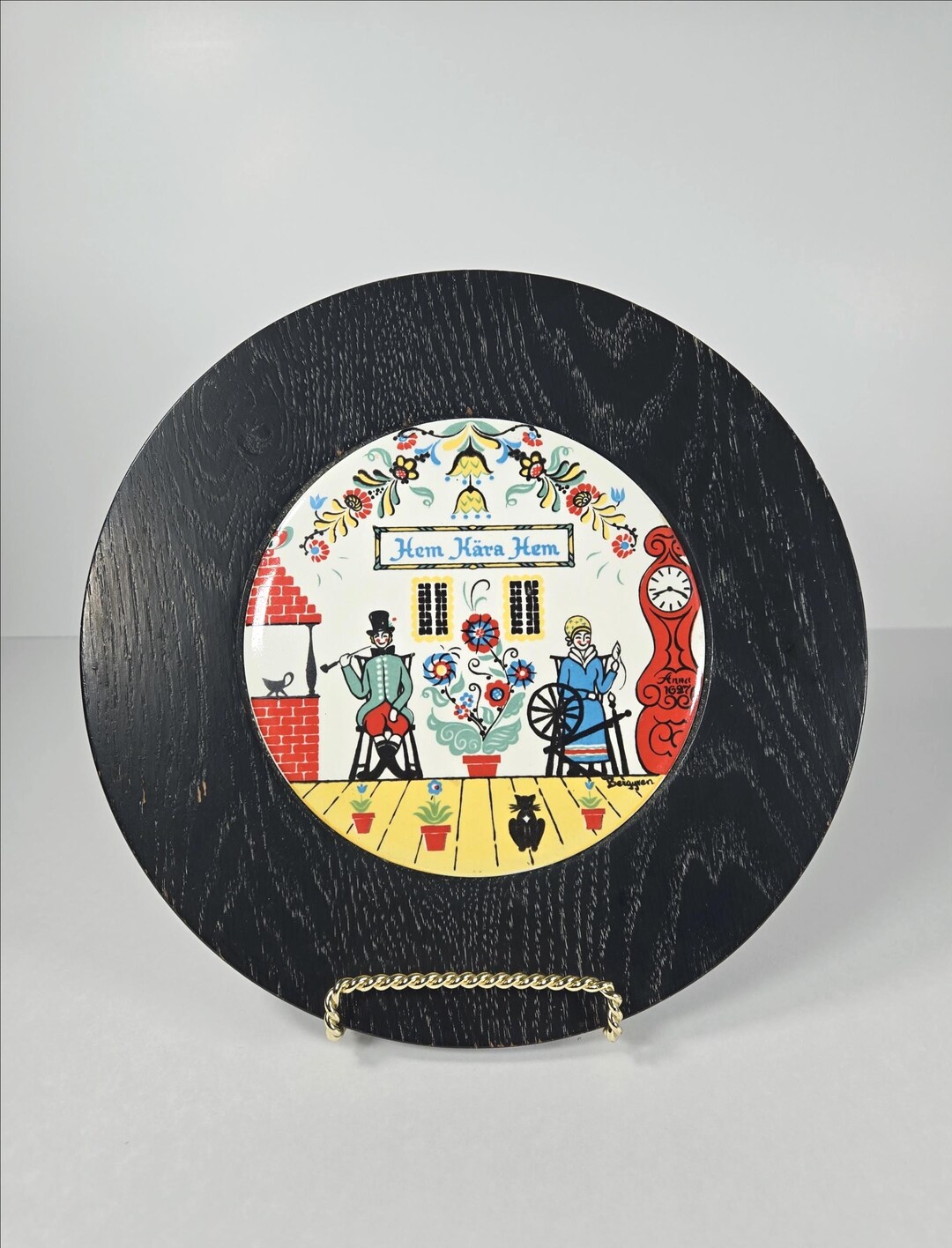 Vintage Scandinavian Folk Art Wall Hanging, Berggren Shelton Trayner ...