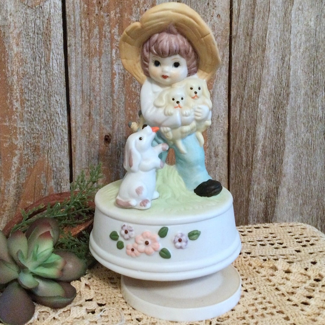 Music Box, Rotates, Vintage Porcelain 1980's K Mart Music Box, Original ...
