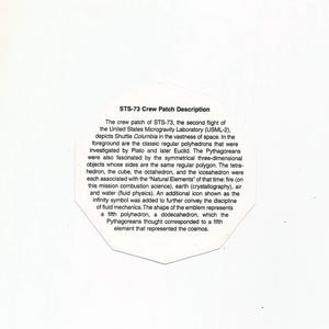 NASA Crew Patch Decal, STS-73, Johnson Space Center Souvenir, Astronaut ...
