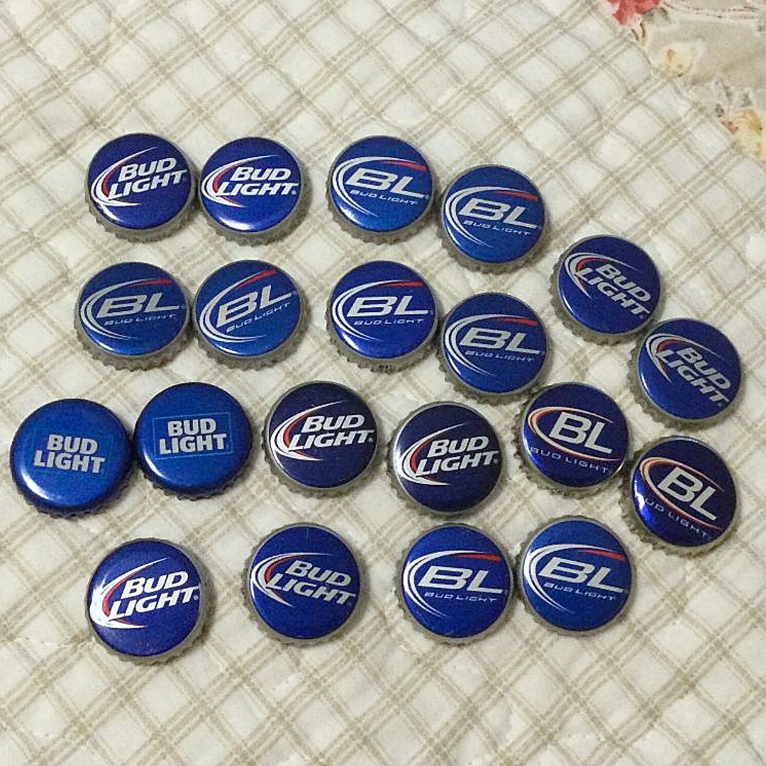 20 Bud Light Beer Caps 10 Pairs, Craft Supply, Man Cave Decor, Beer ...