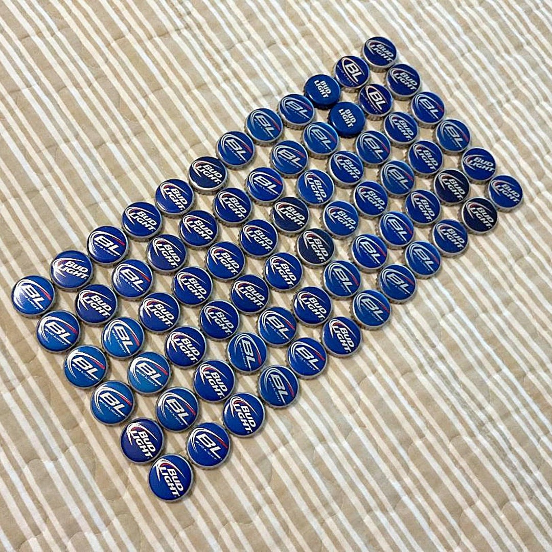 72 Beer Bottle Caps, Budweiser, Craft Supply, Man Cave Decor, Beer Collectors, Jewelry Making ...