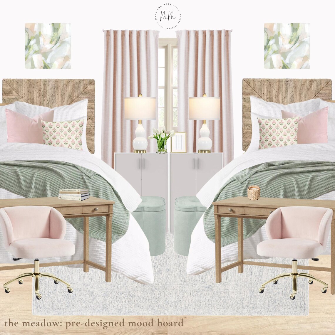 The Meadow Pre-designed Dorm Room, College Dorm Room, Pastel Accents ...