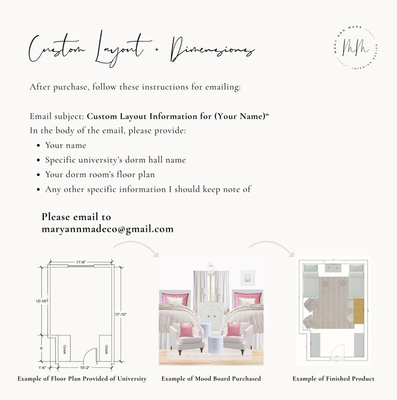 Custom 3D Dorm Room Design: Personalized Floor Plan (PDF Download - Etsy