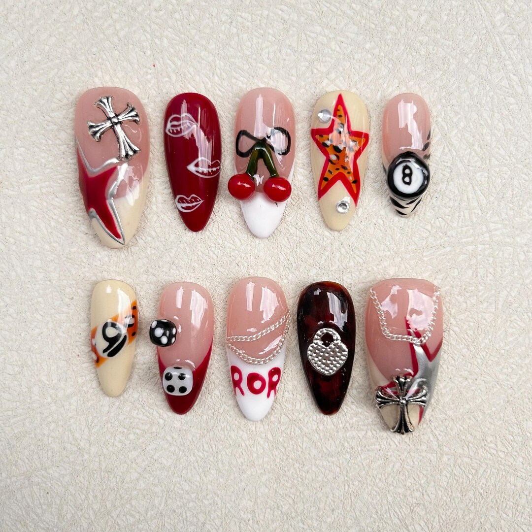 Unique Dice Designs Nails, Billiards Elements Nail,fall Press on Nails ...