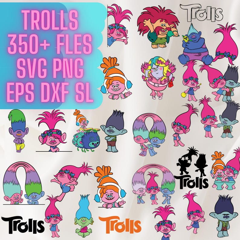 Trolls Svg Bundle, Trolls Png, Trolls Font, Trolls Alphabet, Cricut ...