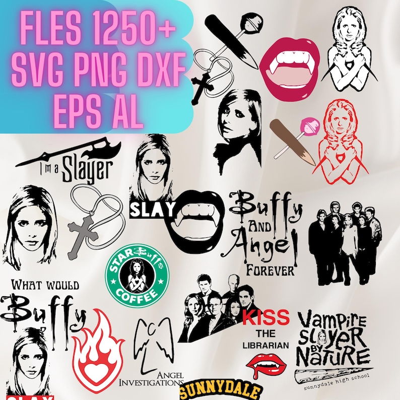 Buffy the Vampire Slayer SVG Files, 90s TV Show Clipart - Etsy