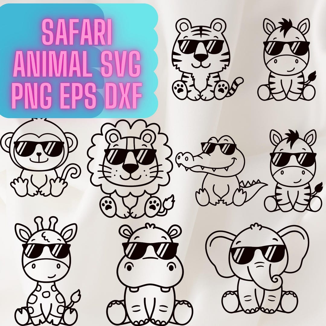 Safari Animals Outline SVG Cute African Jungle Animal Cut File Cricut ...
