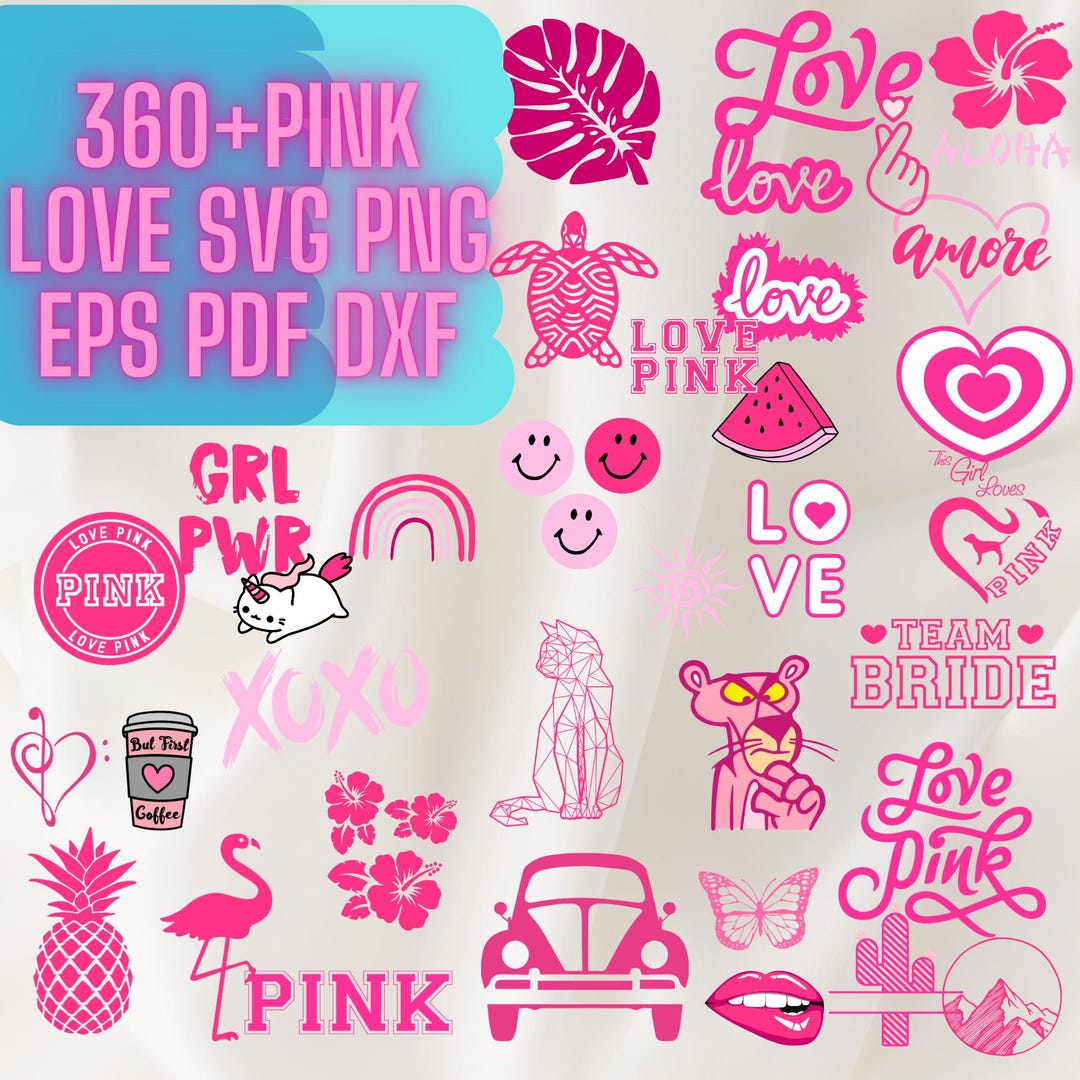 LOVE PINK SVG, Love Pink Svg Bundle, Love Pink Clipart, Pink Panther ...