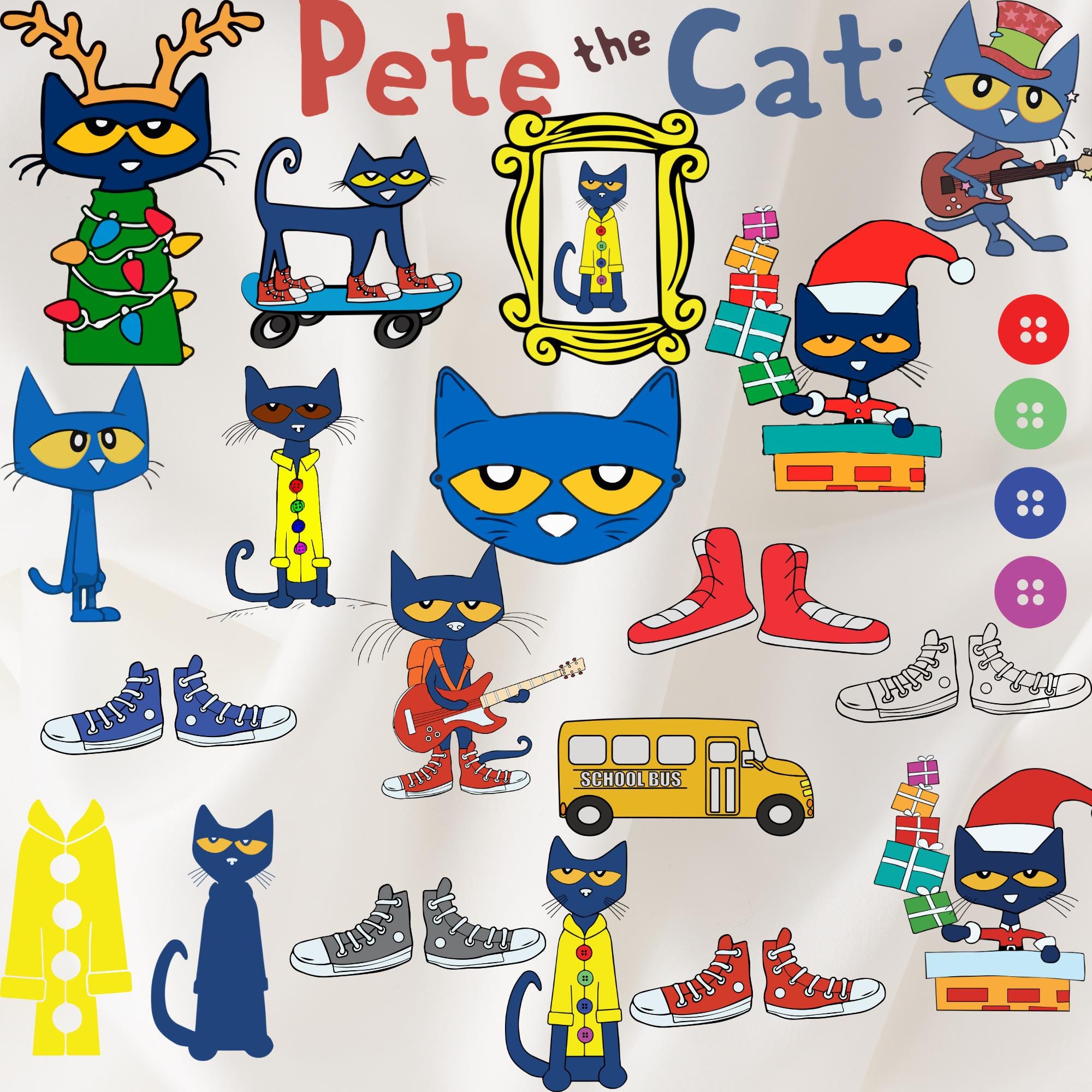 Pete the Cat Svg , Pete the Cat Cricut Vector Bundle , Pete the Cat ...