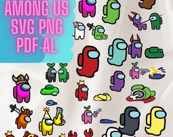 Among Us Svg Bundle, 260+ Design Bundle Layered Items, Clipart, Game ...