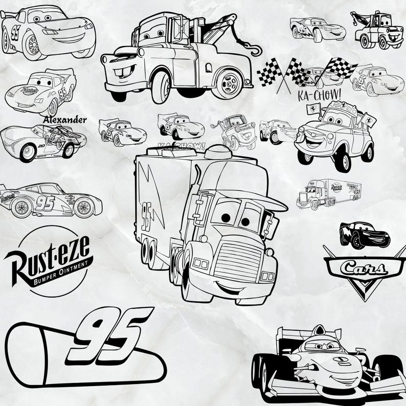 Cars SVG Bundle, Cars Svg, Lightning Mcqueen Svg, Cars PNG Clipart, for ...