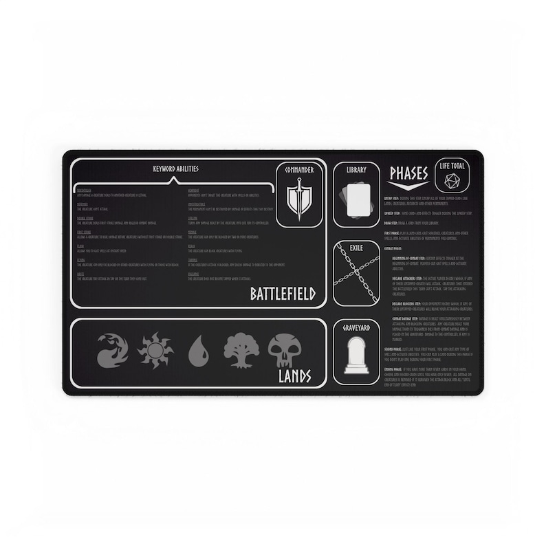 MTG Minimalistic Playmat Desk Mat - Black and White MTG TCG Mousepad ...