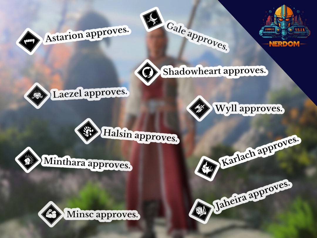 Baldur's Gate 3 Character Approval Stickers, Kiss-cut Vinyl, Gamer Gift ...