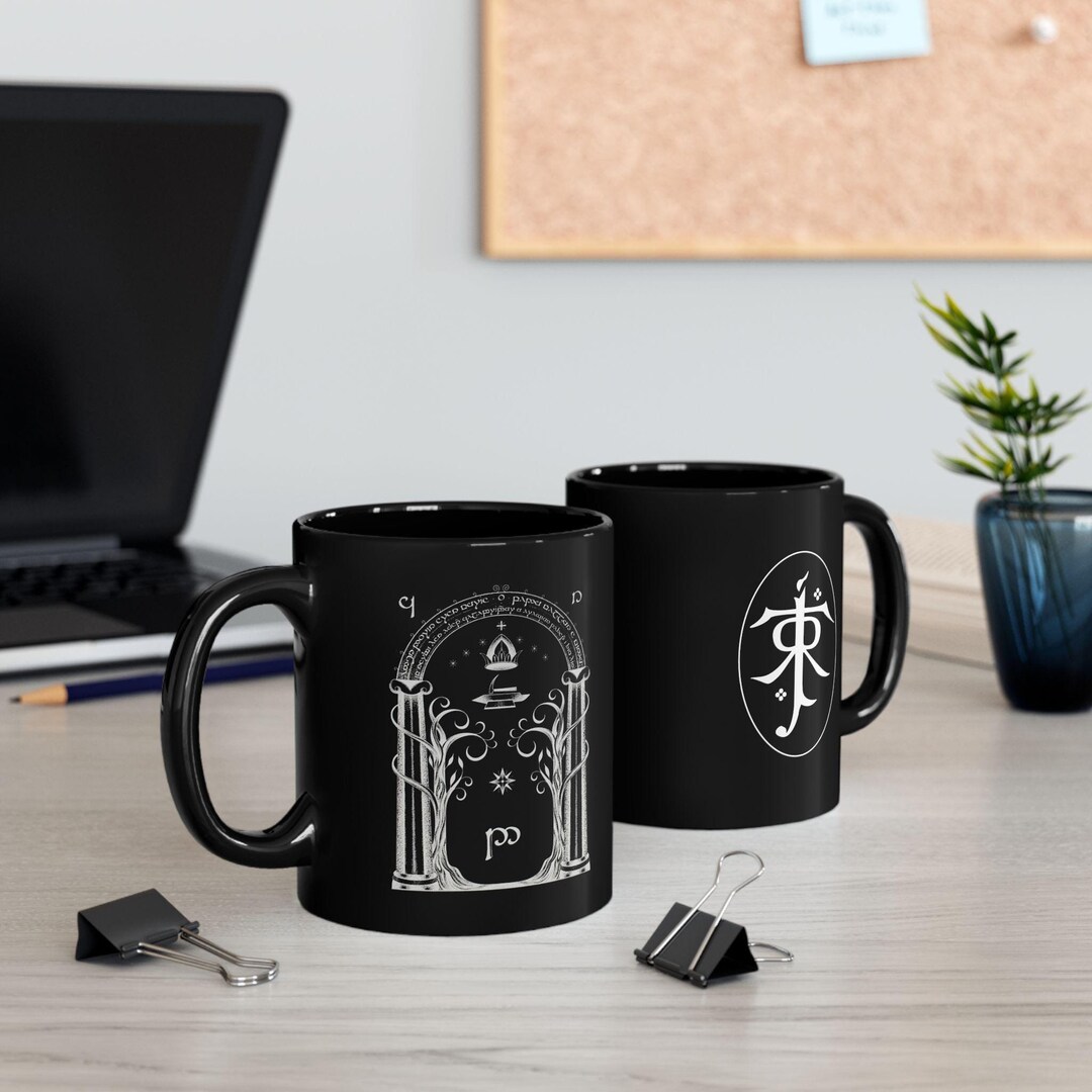 Doors of Durin Ceramic Mug, Elvish Door Design, Tolkien Symbol, LOTR ...