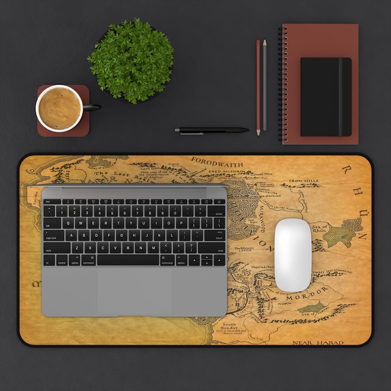 LOTR Middle Earth Map Desk Mat - Tolkien Inspired Work Mat, LOTR Desk ...