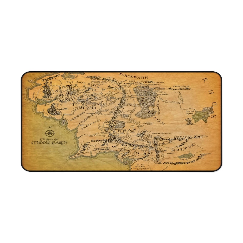 LOTR Middle Earth Map Desk Mat - Tolkien Inspired Work Mat, LOTR Desk ...