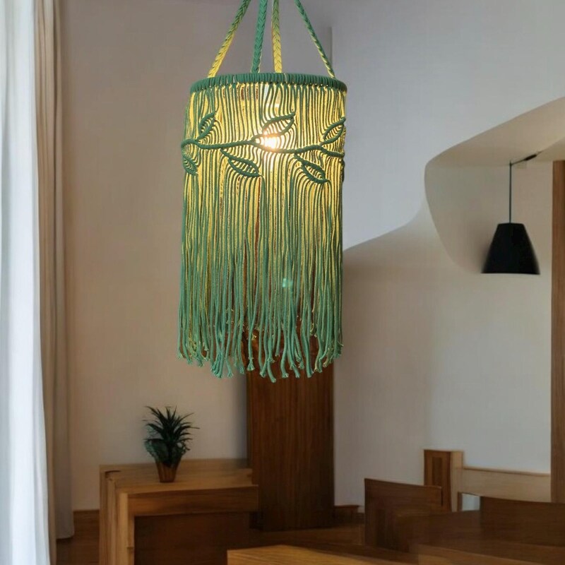 Macrame Hanging Lamp - Etsy