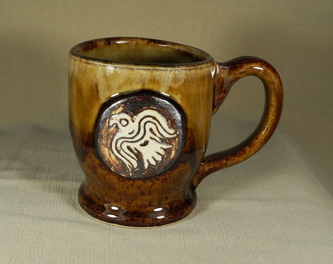 Rustic Manly Odin Viking Raven Pottery Coffee Mug in Honey Brown, Beige ...