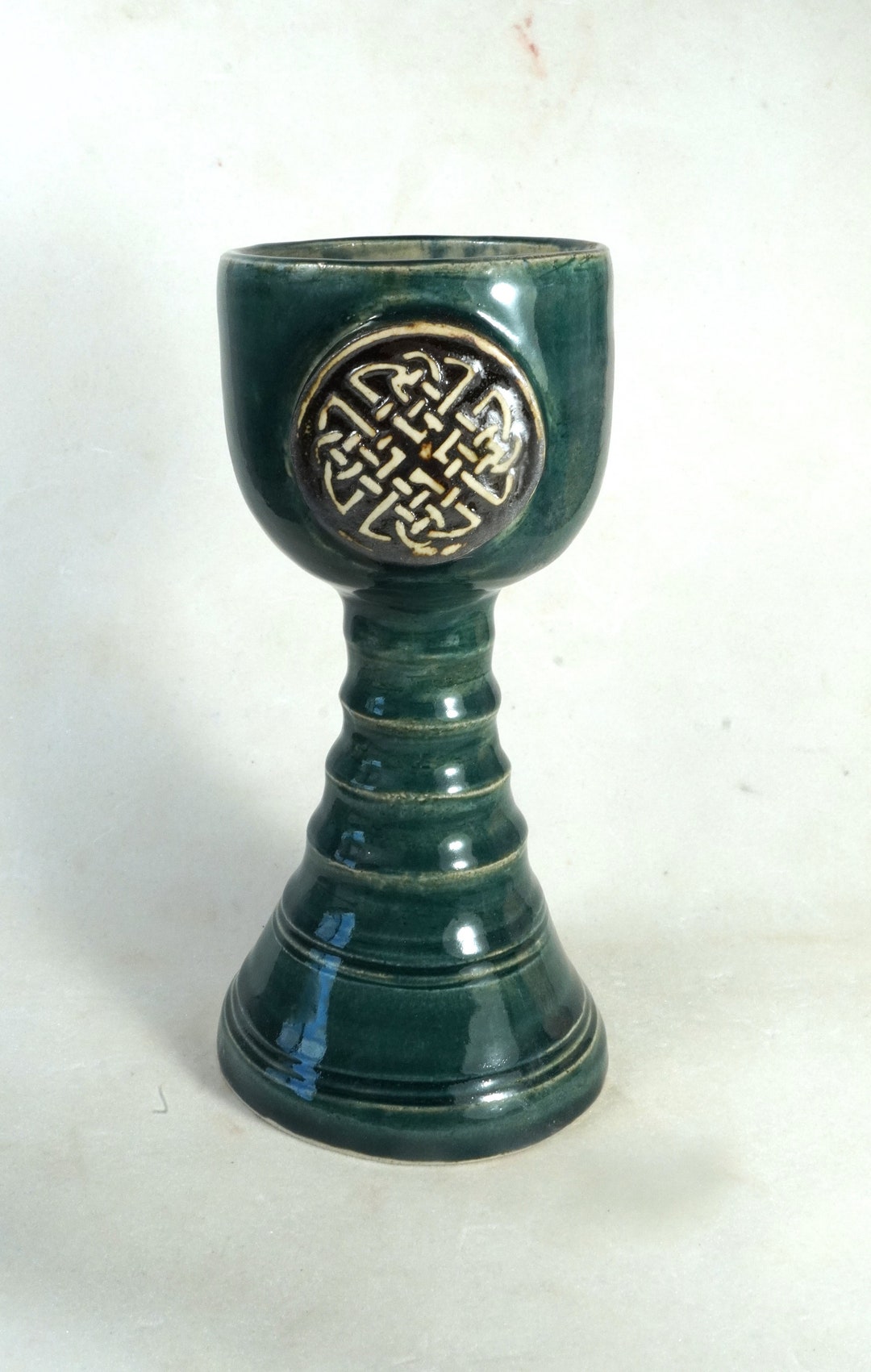 Rustic Handmade Celtic Dara Knot Pottery Goblet Forest Green - Etsy
