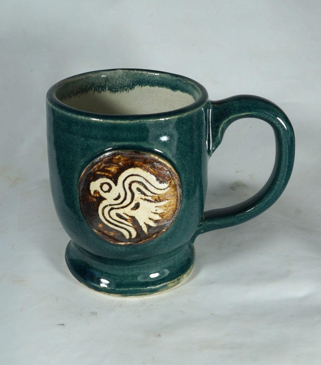 Rustic Odin Viking Raven Pottery Coffee Mug in Forest Green - Etsy