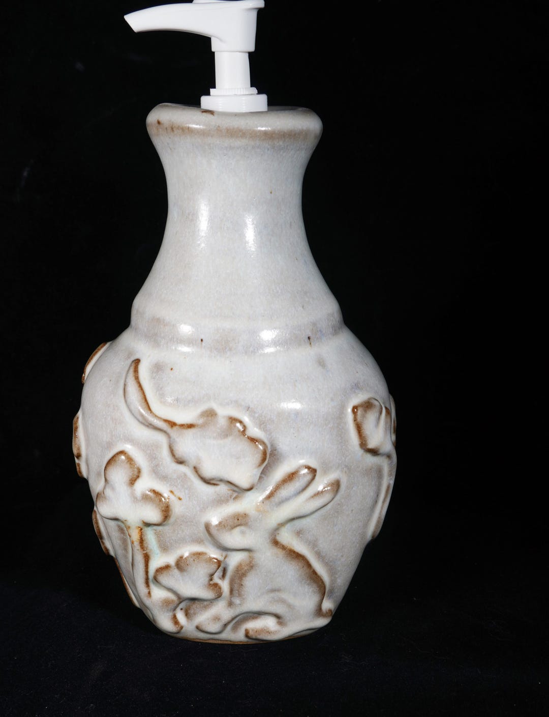 Rustic Satin White Rabbit Lotion Bottle , Soap Dispenser, Lotion Pump ...