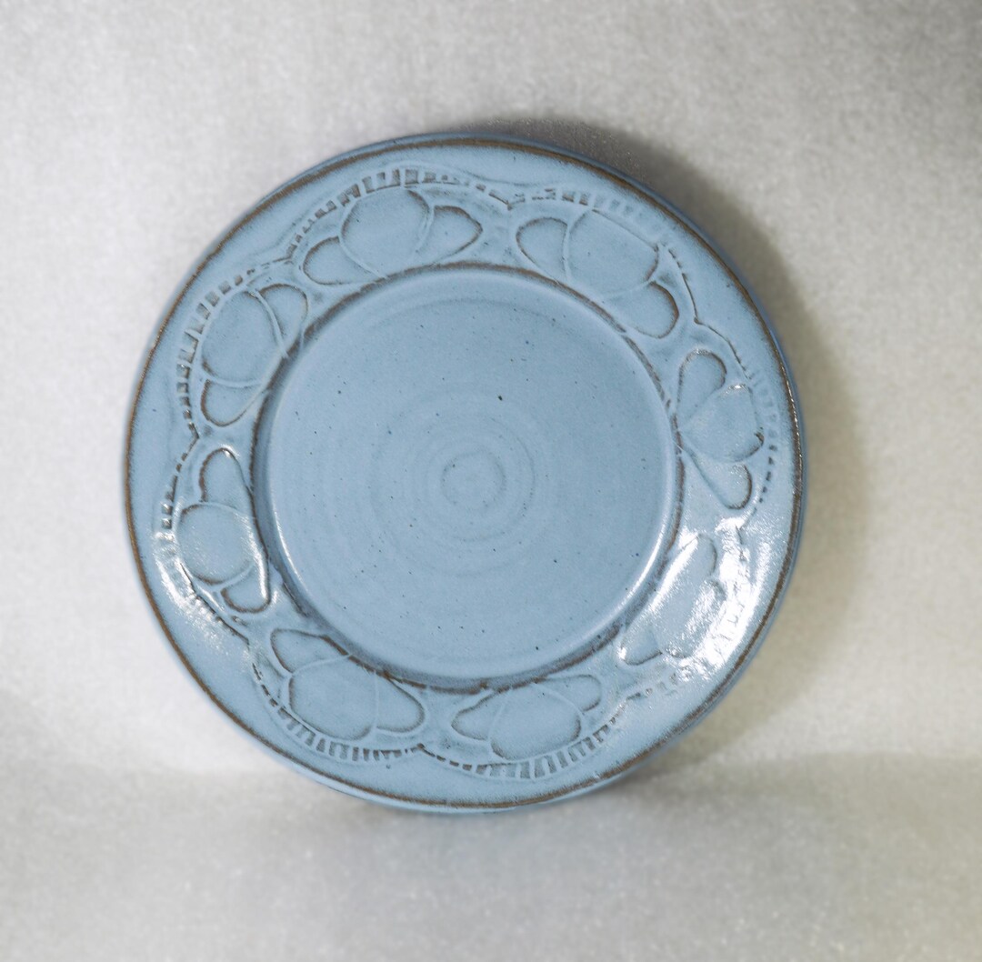 Sky Blue Ceramic Sunburst Serving Plate, Decorative Pottery Plate ...