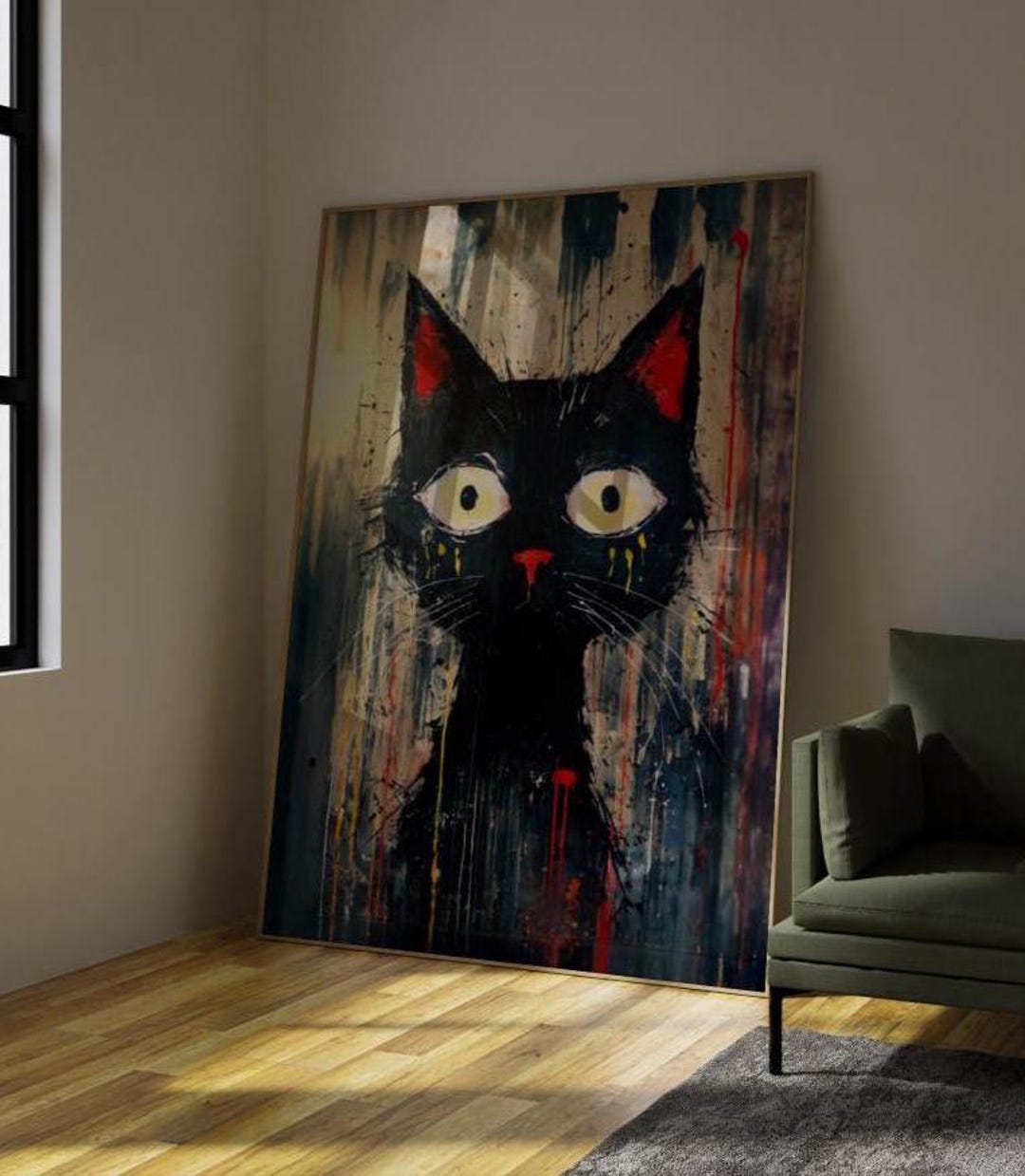 Basquiat Cat Art Print, Fine Art Posters, Black Cat, Retro Graffiti ...