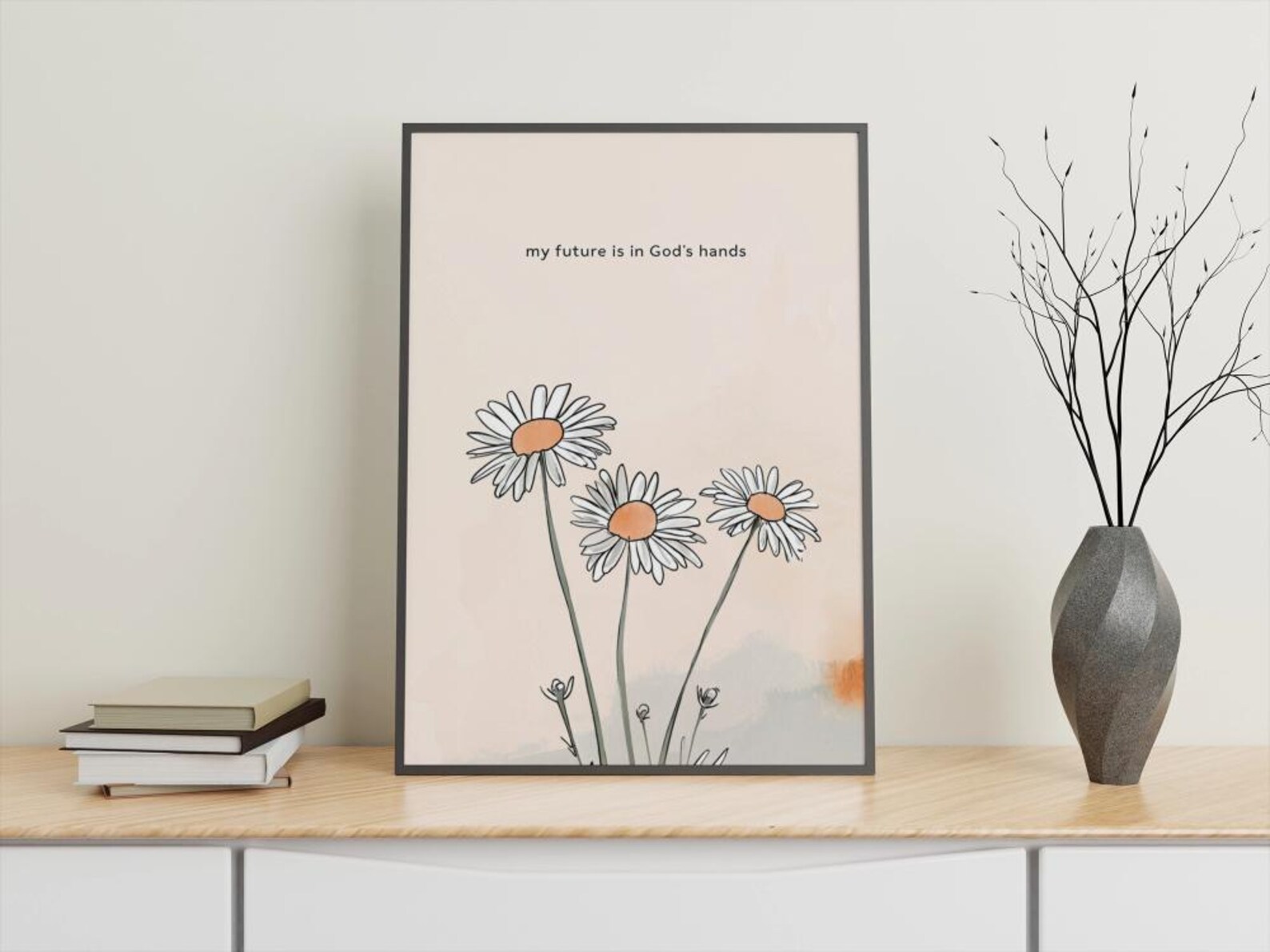 Christian Inspirational Minimalist Wall Art Decor, Daisy Theme ...