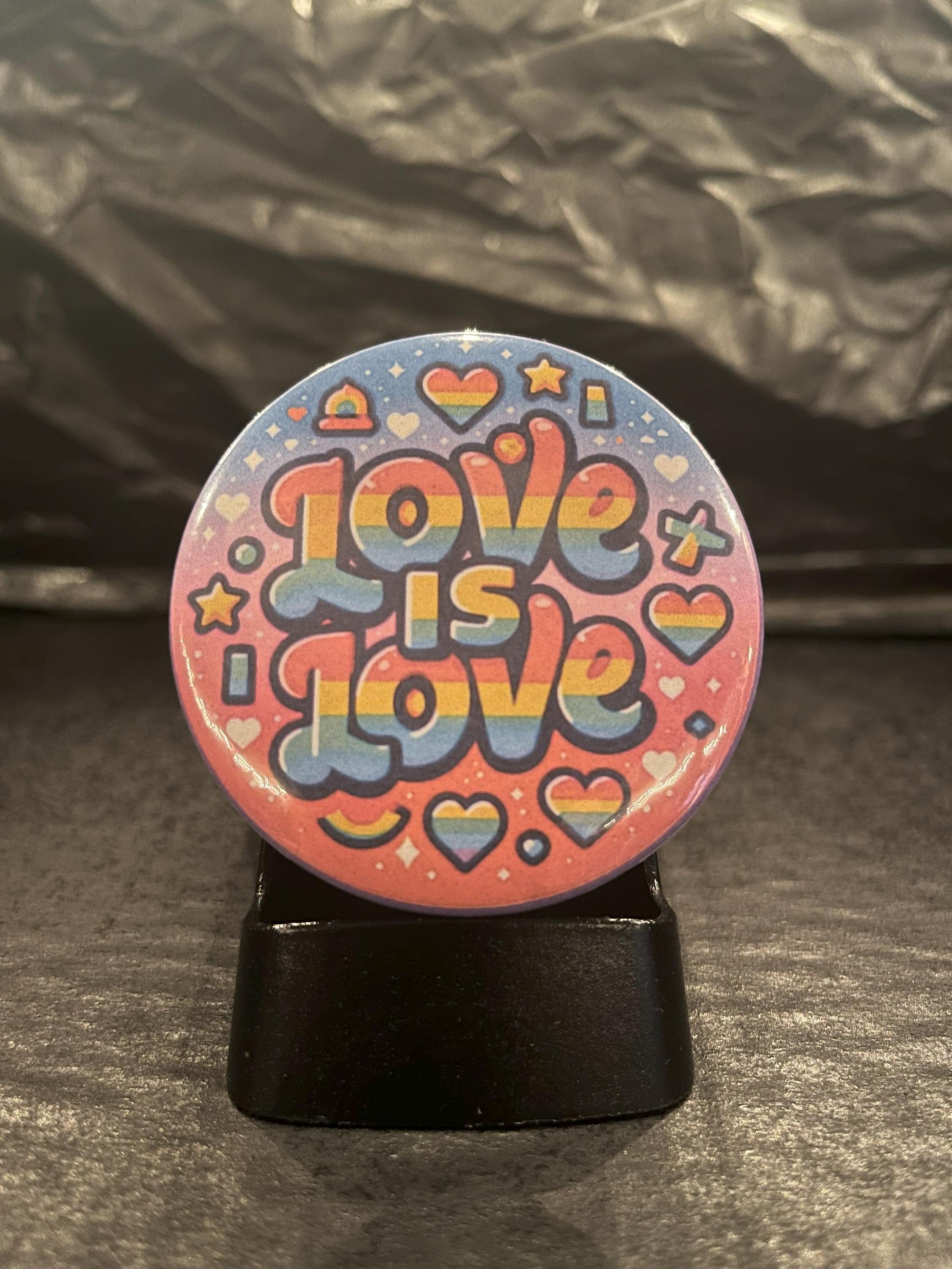 Love is Love Pin-back Button – LGBTQ+ Pride Pin | Rainbow Love Button ...