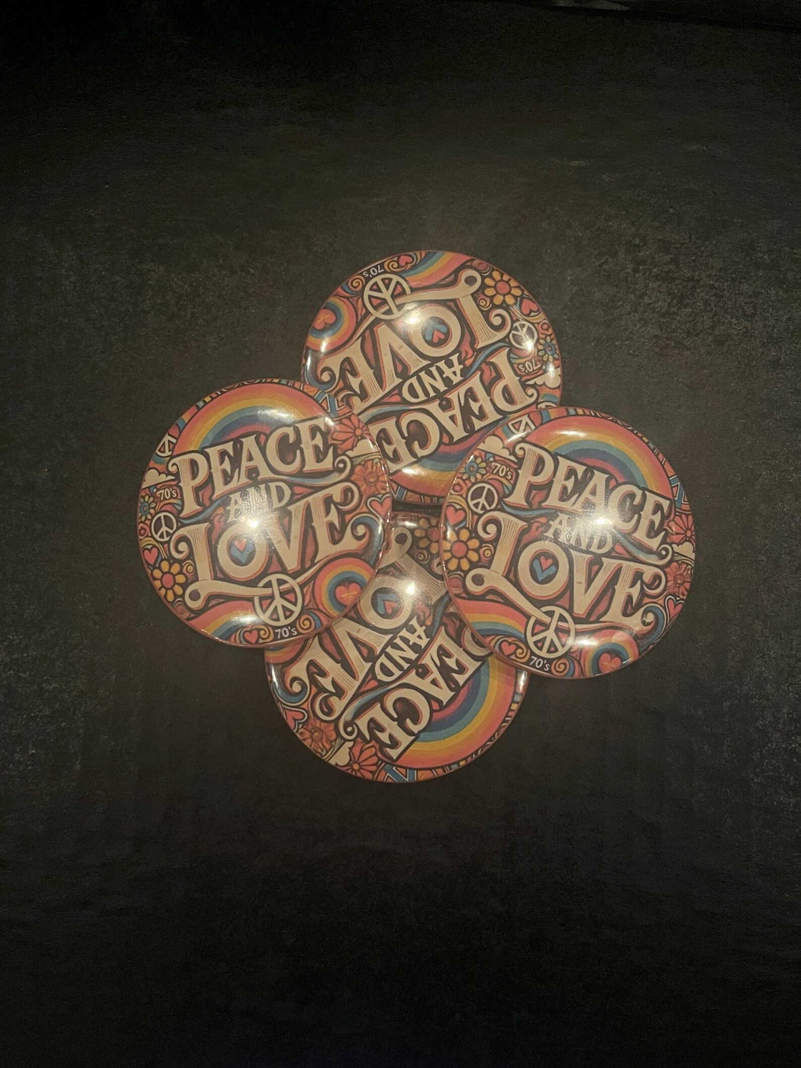 Peace and Love Pin-back Button | Groovy Hippie Style Badge | Retro ...