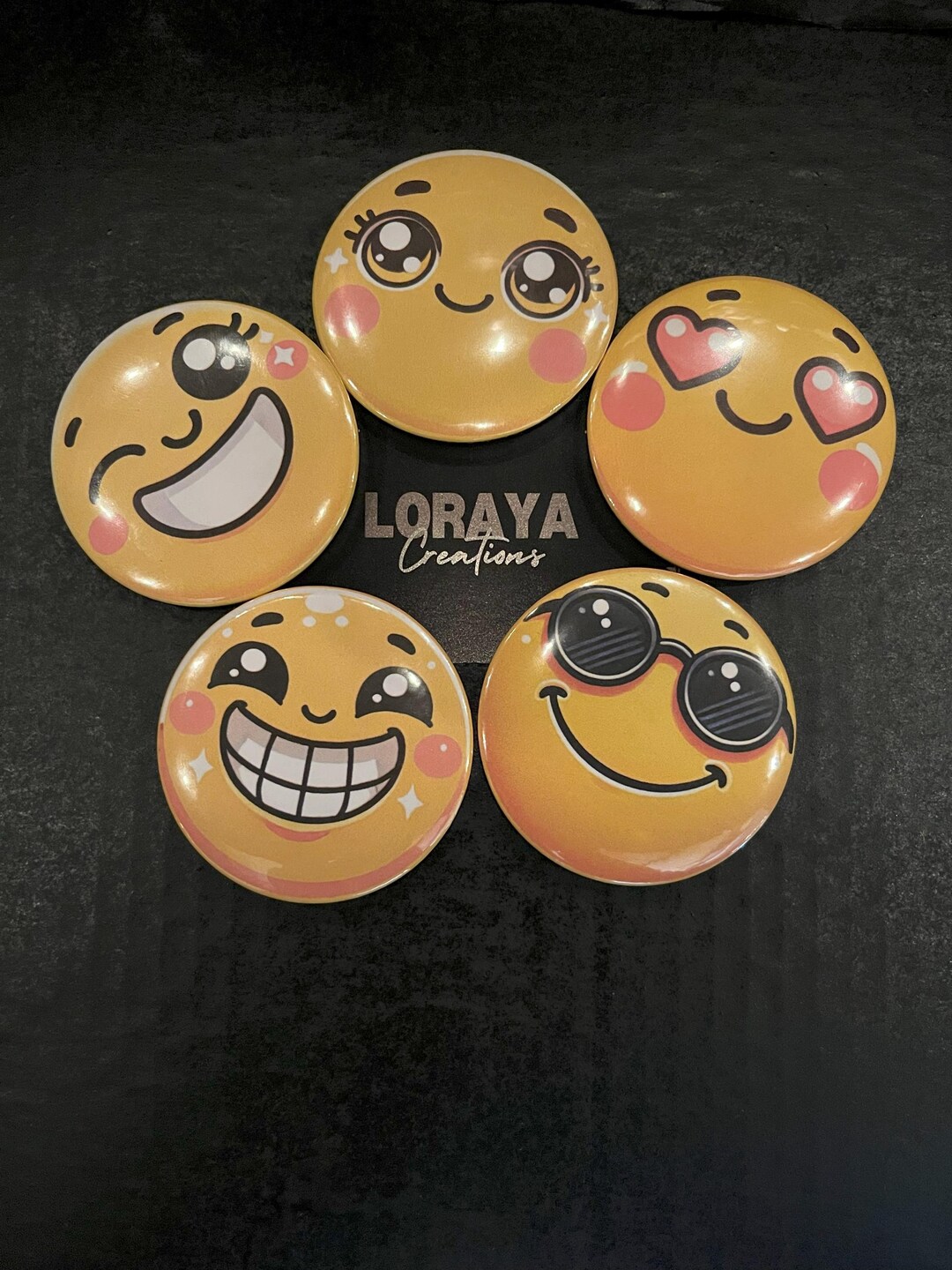 Smiley Face Pinback Buttons | Fun Emoji Badge Set | Cute Happy Face ...