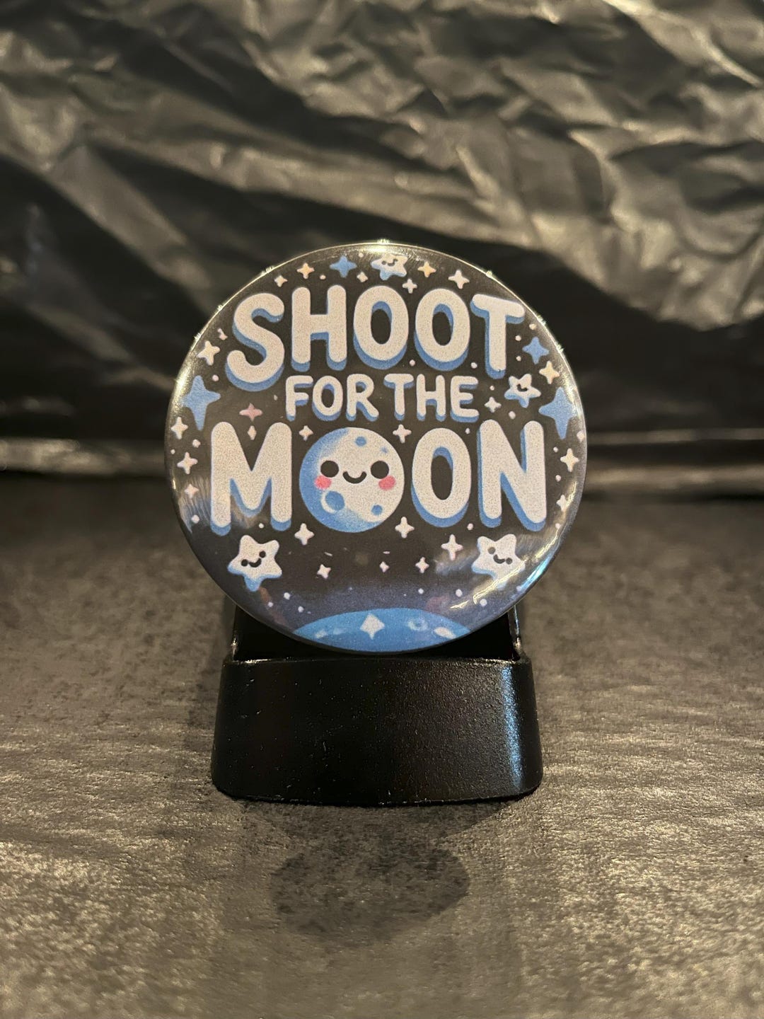 Shoot for the Moon Pinback Button | Motivational Badge | Inspirational ...