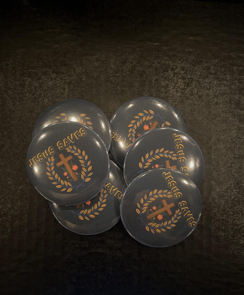 Jesus Saves Pin Back Button Religious Pin Savior Pinback Button ...