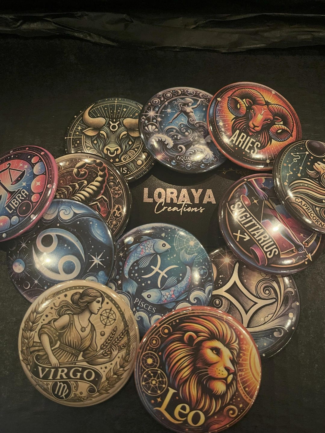 Zodiac Sign Pinback Buttons | Astrology Gift | Horoscope Badge | Star ...