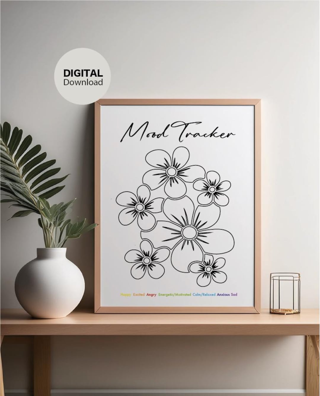 30-day Mood Tracker Flower Printable Mood Coloring Poster Emotional ...