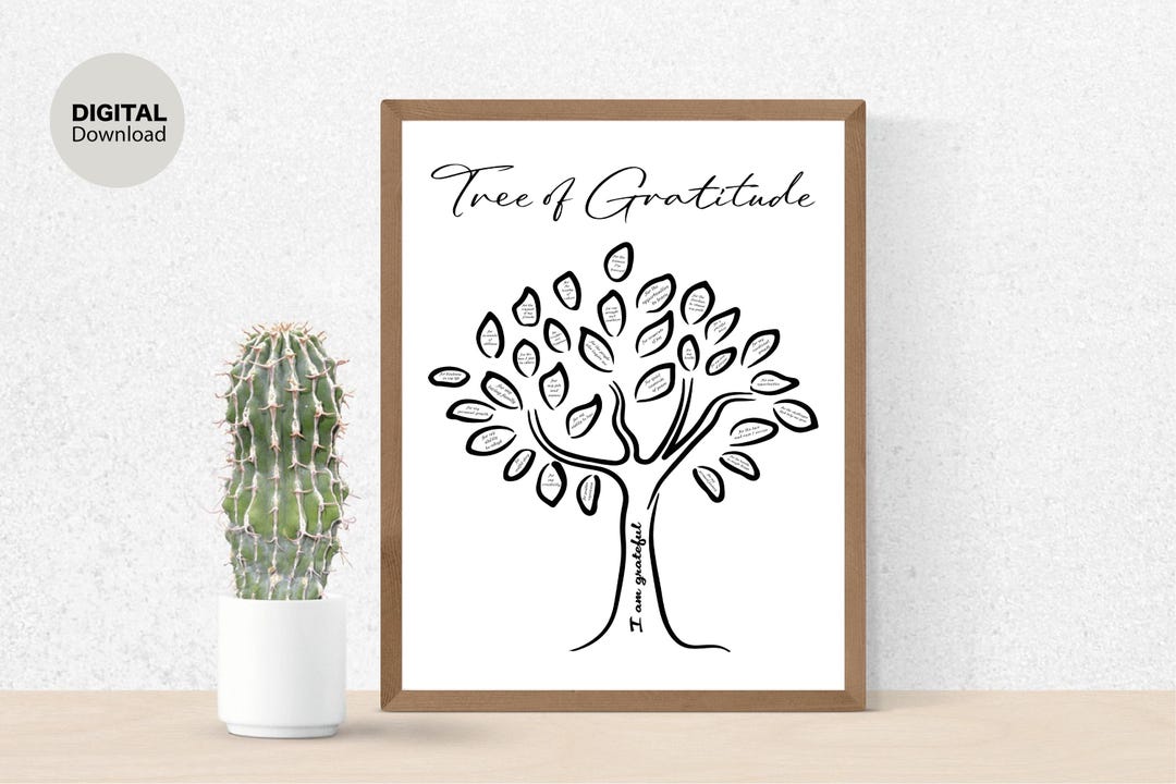 Tree of Gratitude Printable Coloring Poster I Interactive Wall Art I ...