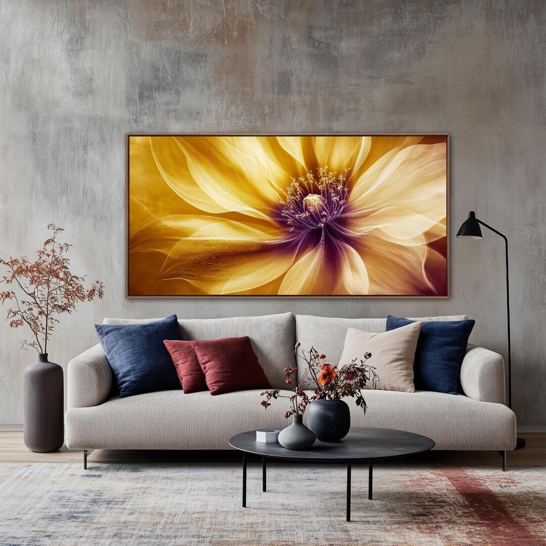 Panoramic Floating Framed Canvas Large Wall Print - Framed Dahlia ...