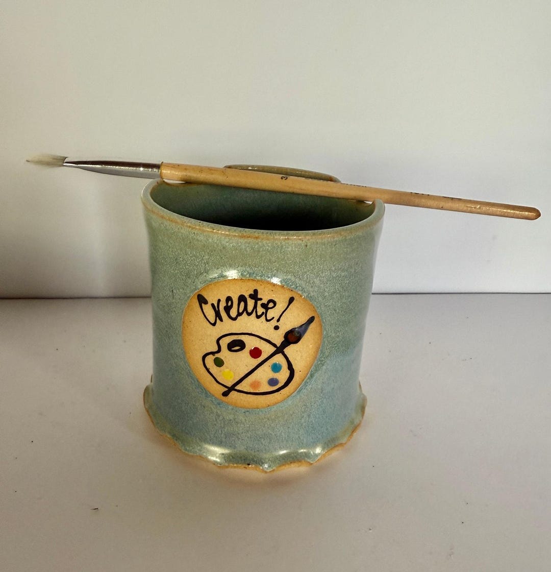Joyful Clay Artist "create" Cup | Artist Brush Rinsing & Storage Cup - Etsy