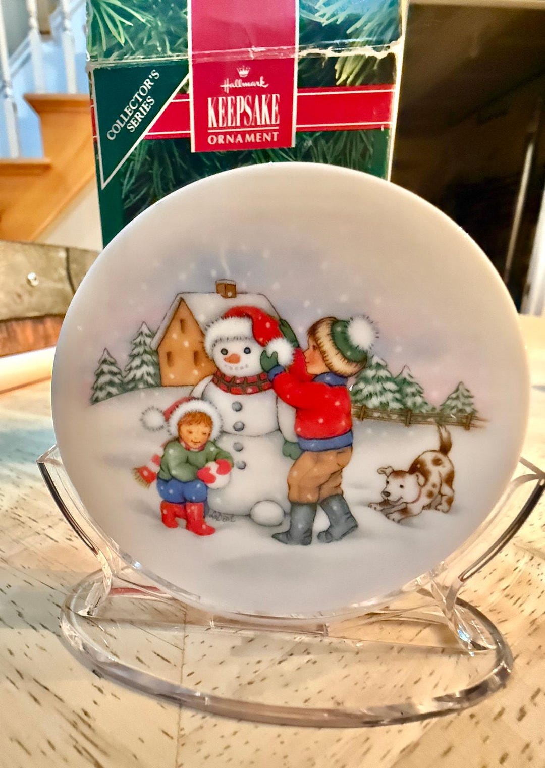 1991 Hallmark Ornament "let It Snow" Collector's Plate, Complete With ...