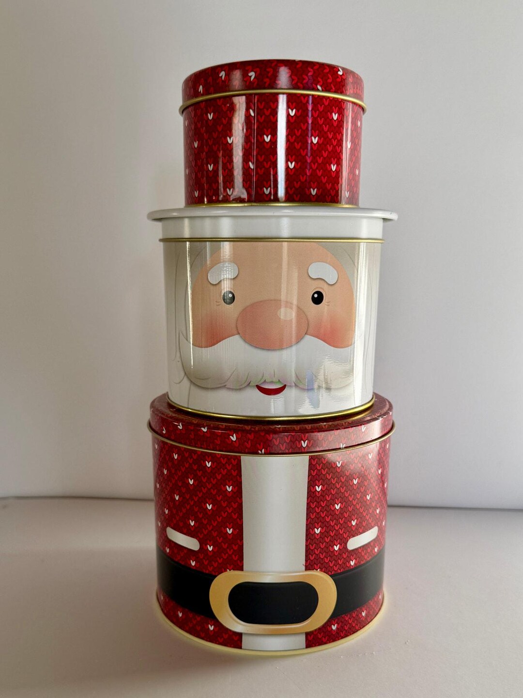 Stackable Cookie Tin SANTA CHRISTMAS 3 IN 1 - Etsy