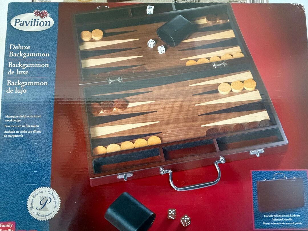 Pavilion Wooden Chess Checkers & Deluxe Backgammon Set Classic Game - Etsy